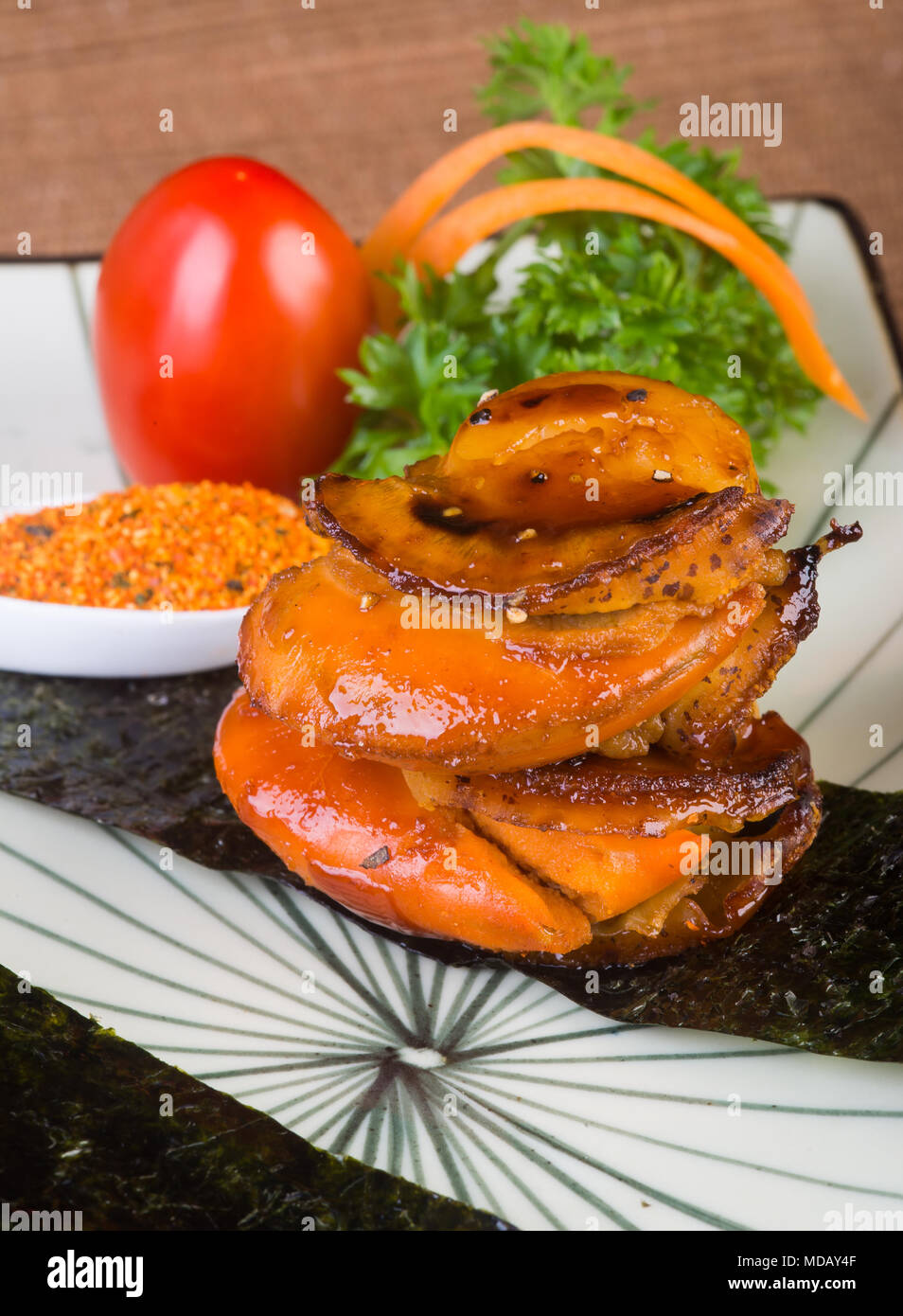 japanese cuisine. grilled shell fish on background Stock Photo - Alamy