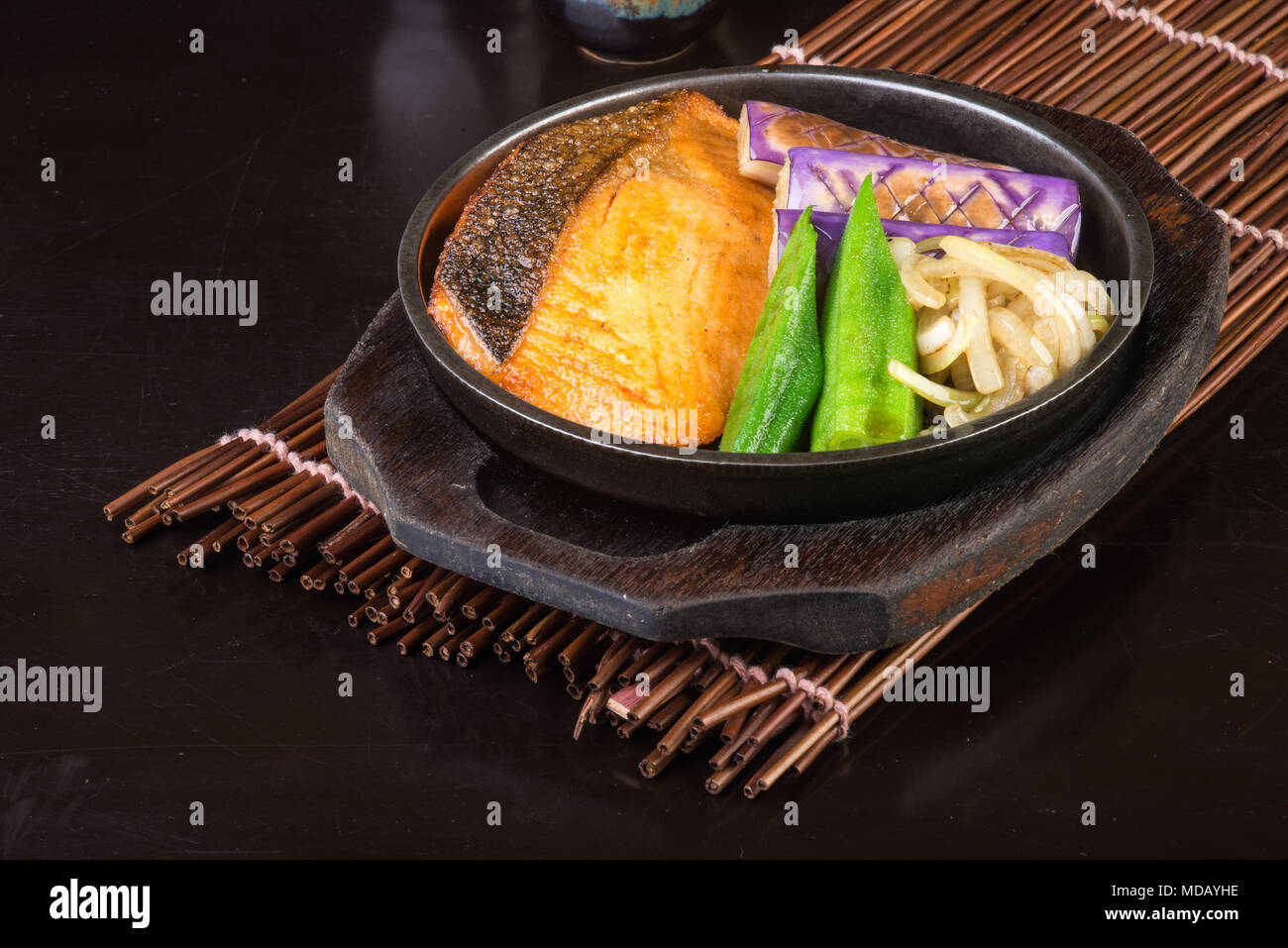 japanese cuisine. hot plate fish on background Stock Photo - Alamy