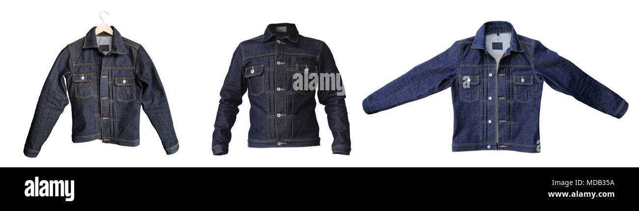 Close up jeans denim jacket isolated on white background Stock Photo ...