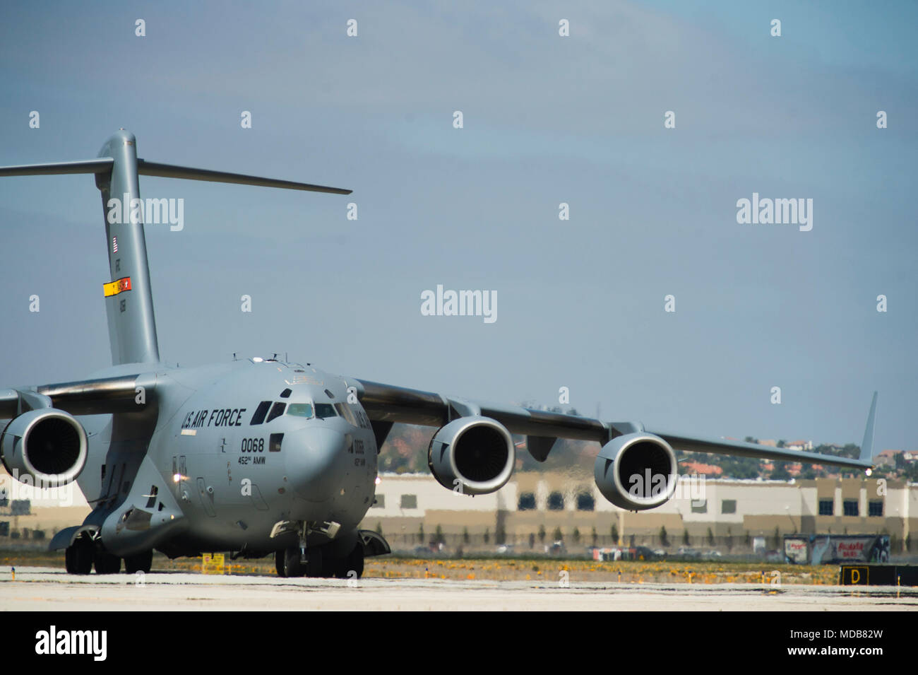 A C-17 Globemaster III from the 452 Air Mobility Wing demonstrates the ...