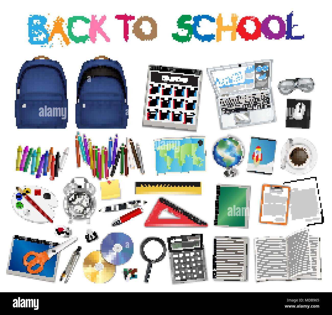 A set a real of back to school object vector Stock Vector Image & Art ...