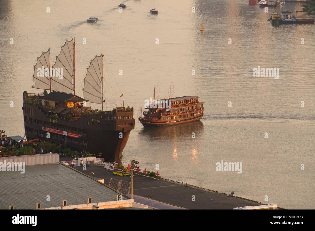The Elisa floating Restaurant on the Saigon River boats, Ho Chi Minh ...