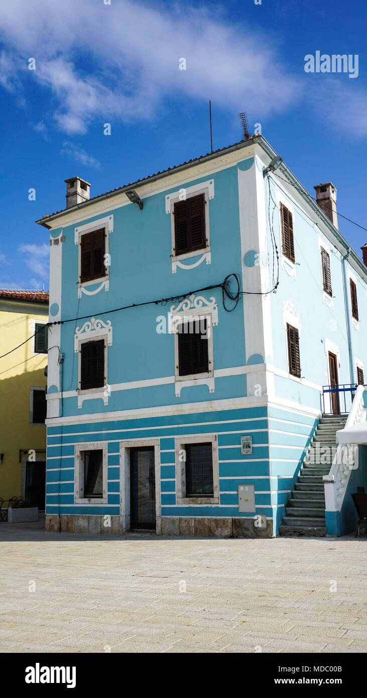 Blue House in Croatia Stock Photo - Alamy