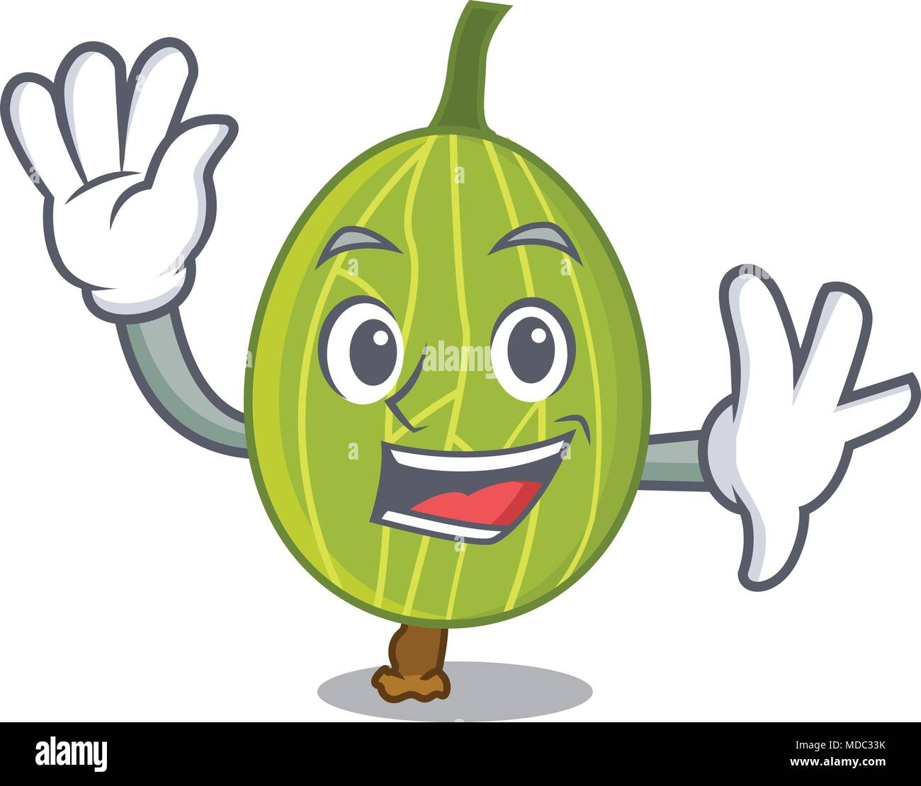 Waving gooseberry character cartoon style vector illustration Stock ...