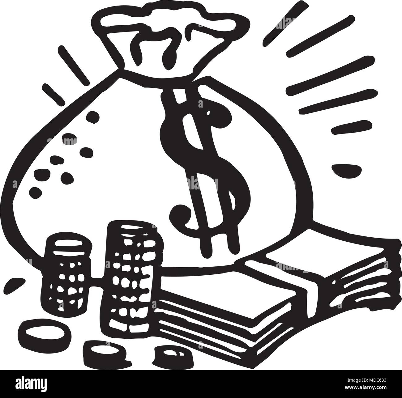 Bag Of Money - Retro Clipart Illustration Stock Vector Image & Art - Alamy