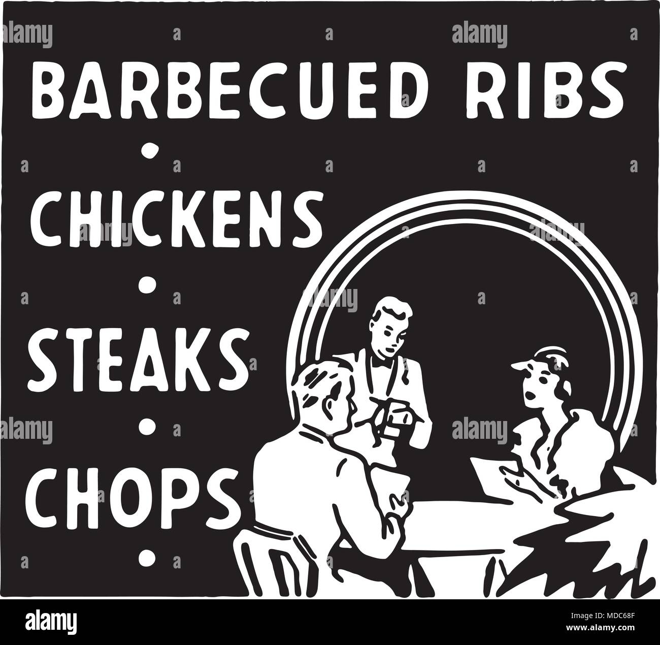 Barbecued Ribs - Retro Ad Art Banner Stock Vector Image & Art - Alamy