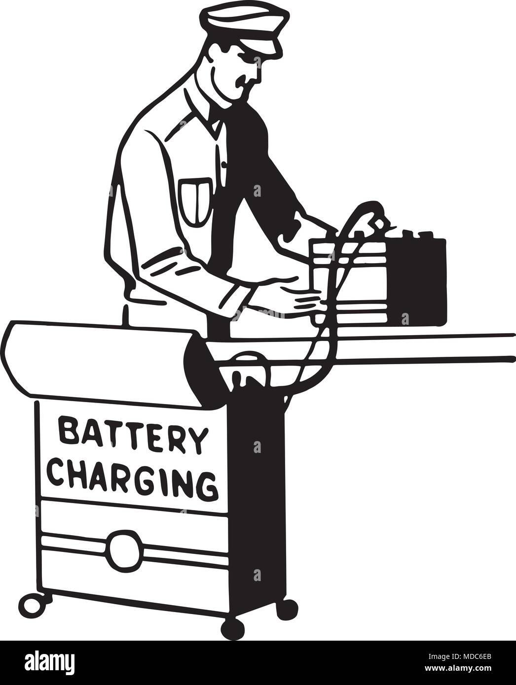 Battery Charging - Retro Clipart Illustration Stock Vector Image & Art ...