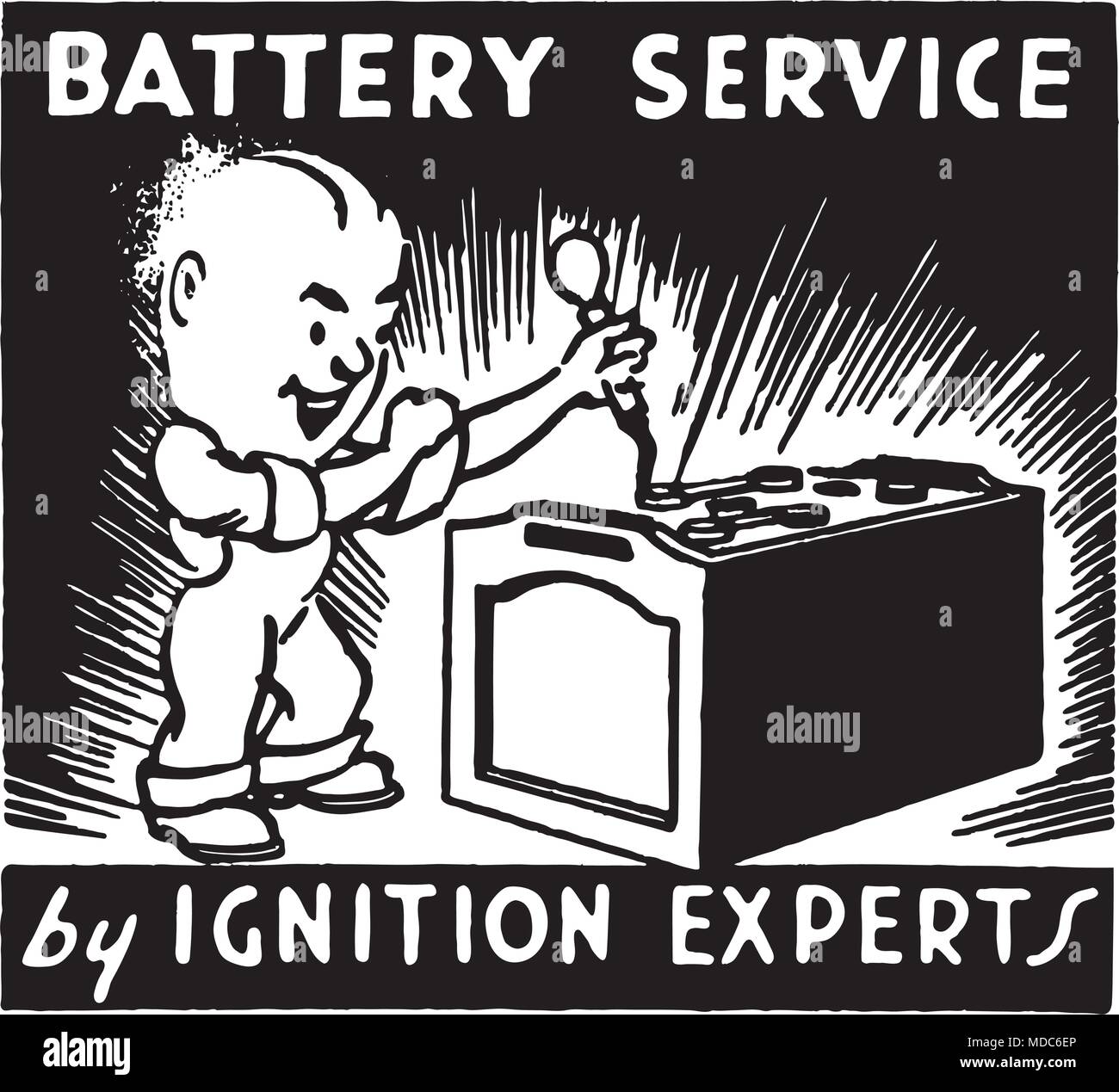 Battery Service 2 - Retro Ad Art Banner Stock Vector Image & Art - Alamy