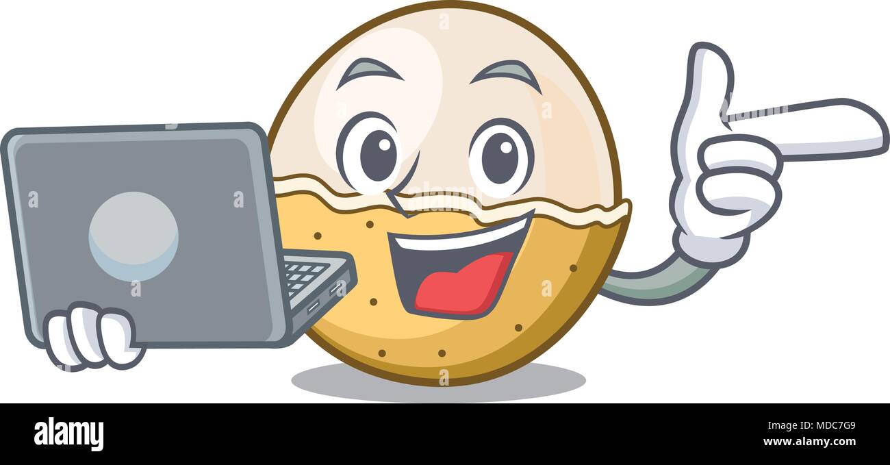 With laptop longan fruit character cartoon vector illustration Stock ...