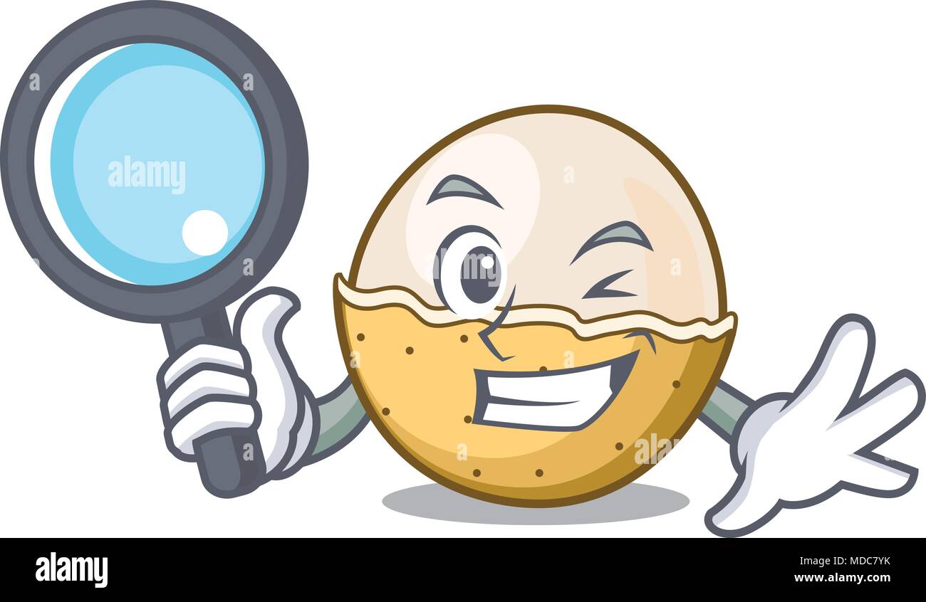 Detective longan fruit character cartoon vector illustration Stock ...