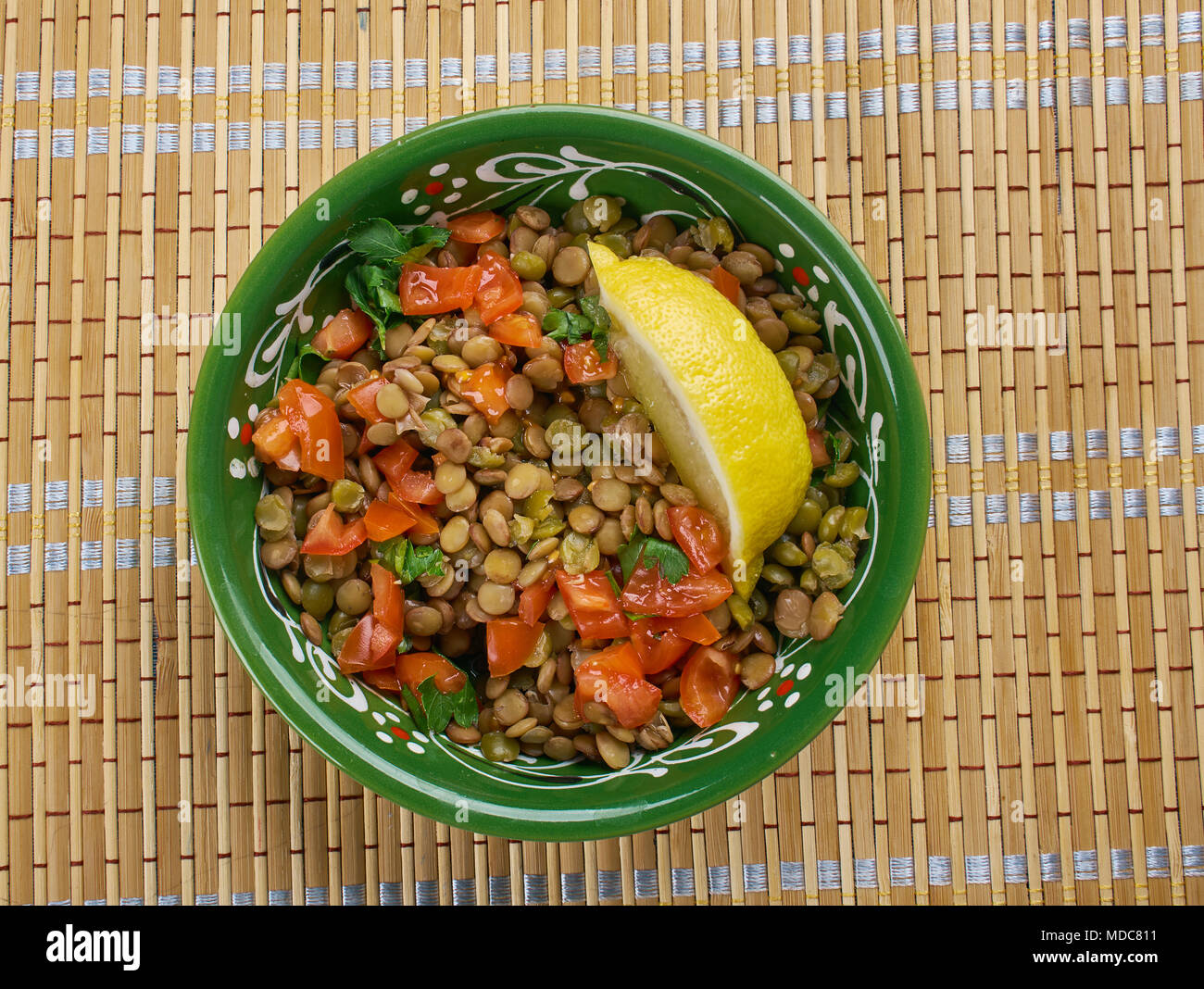 Green Lentil Salad Azifa , Ethiopian Food close up Stock Photo - Alamy