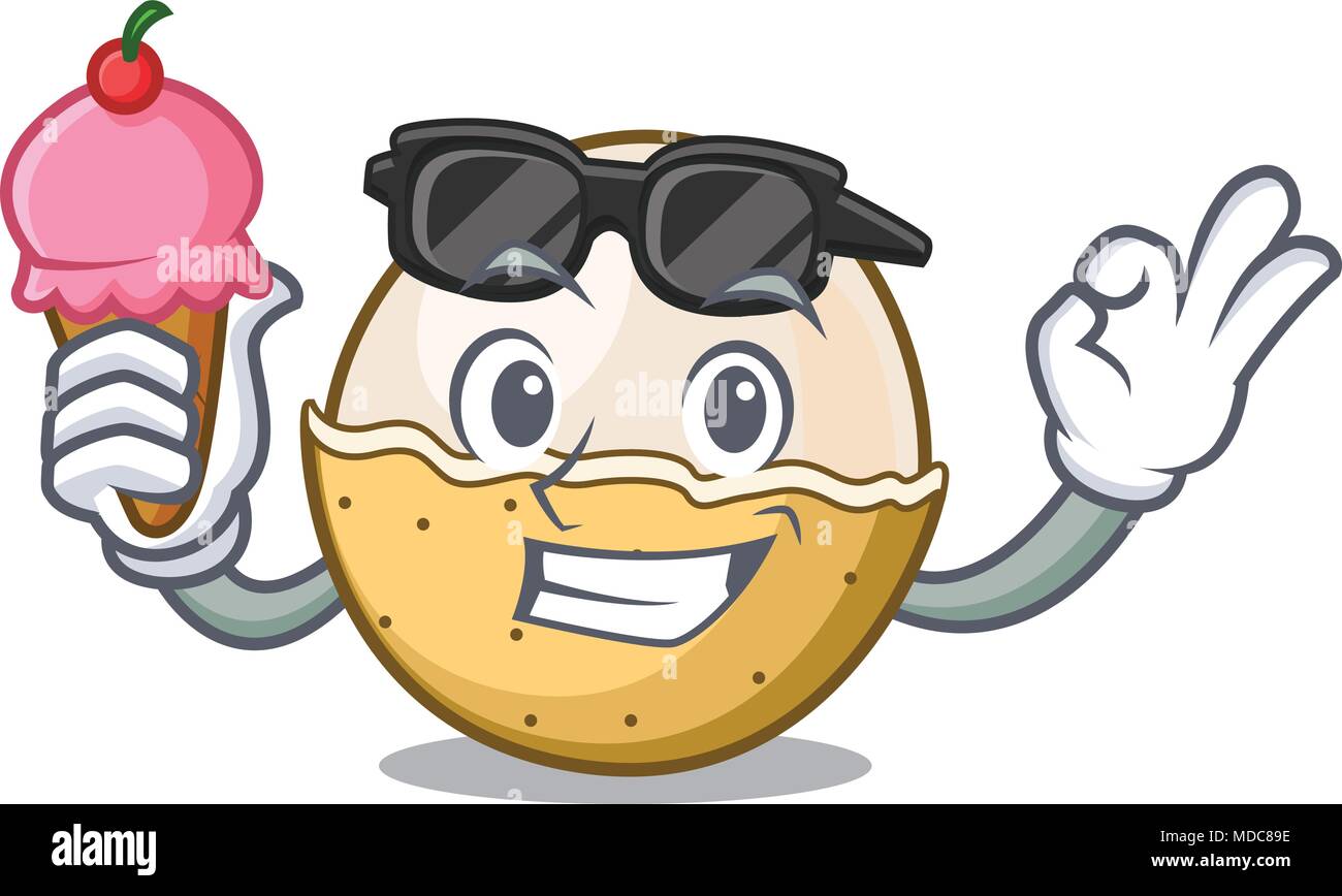 With ice cream longan fruit character cartoon vector illustration Stock ...