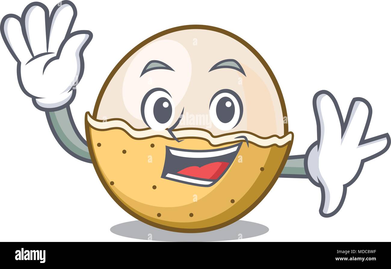 Waving longan fruit character cartoon vector illustration Stock Vector ...