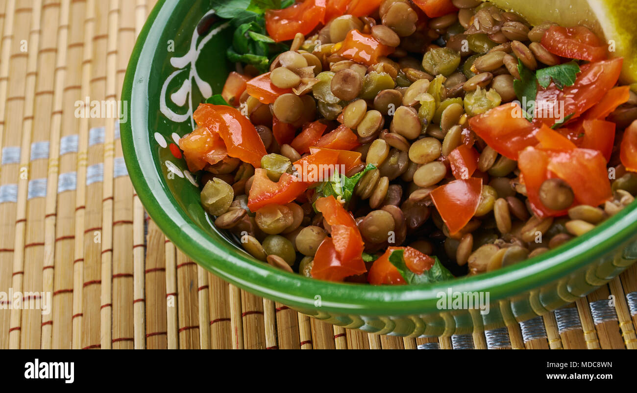 Green Lentil Salad Azifa , Ethiopian Food close up Stock Photo - Alamy