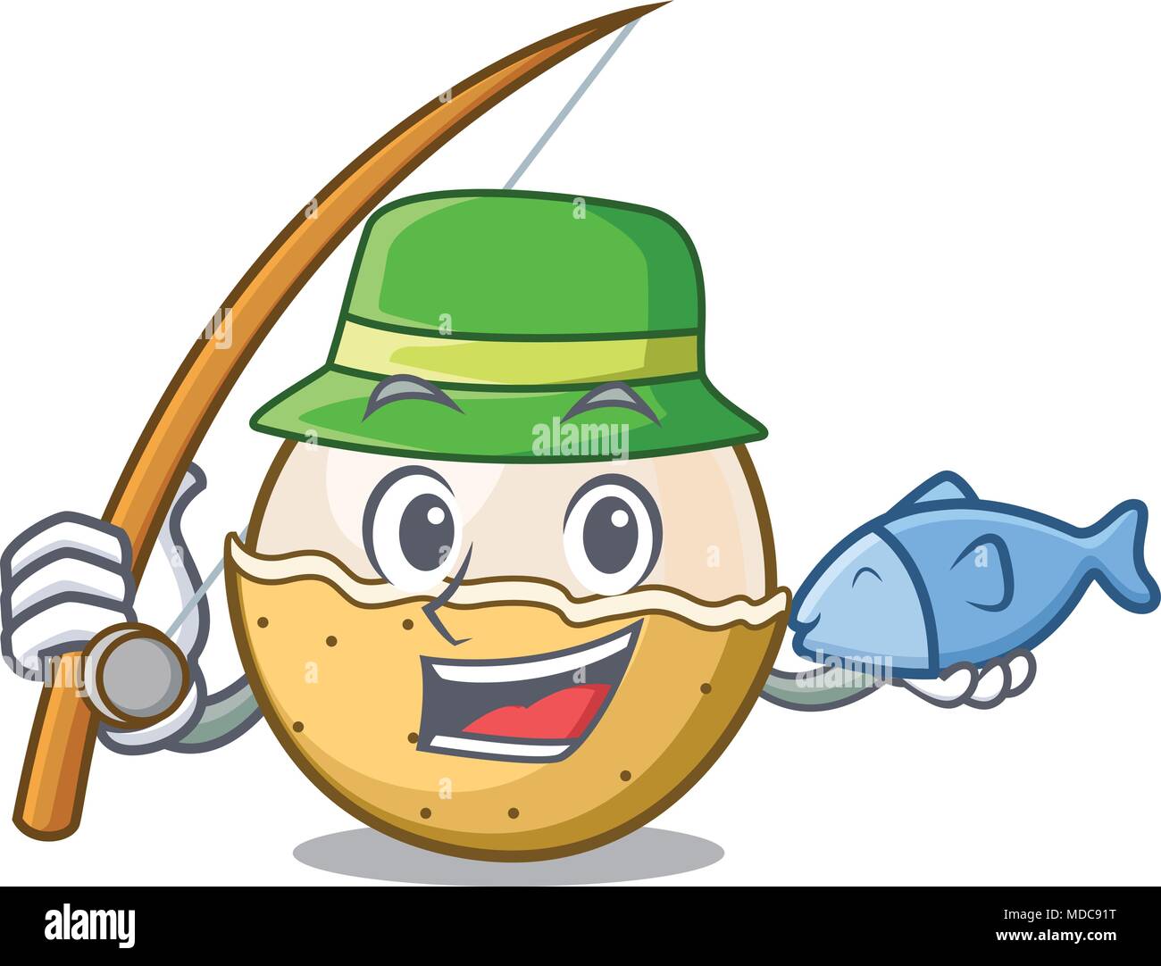 Fishing longan fruit mascot cartoon vector illustration Stock Vector ...