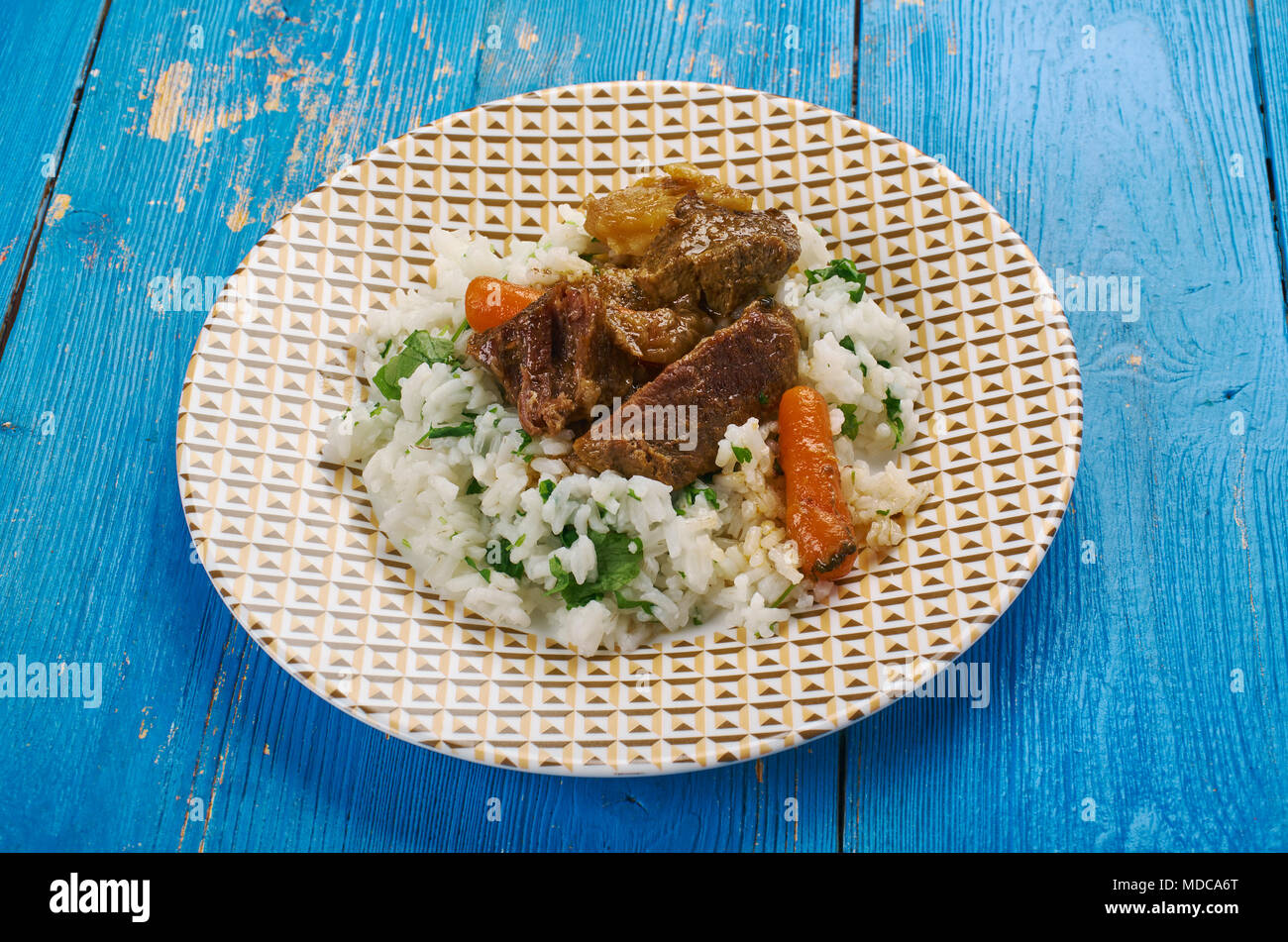 Buhorocha bahsh palov - Uzbek Cuisine, Pilaf with greens Stock Photo ...