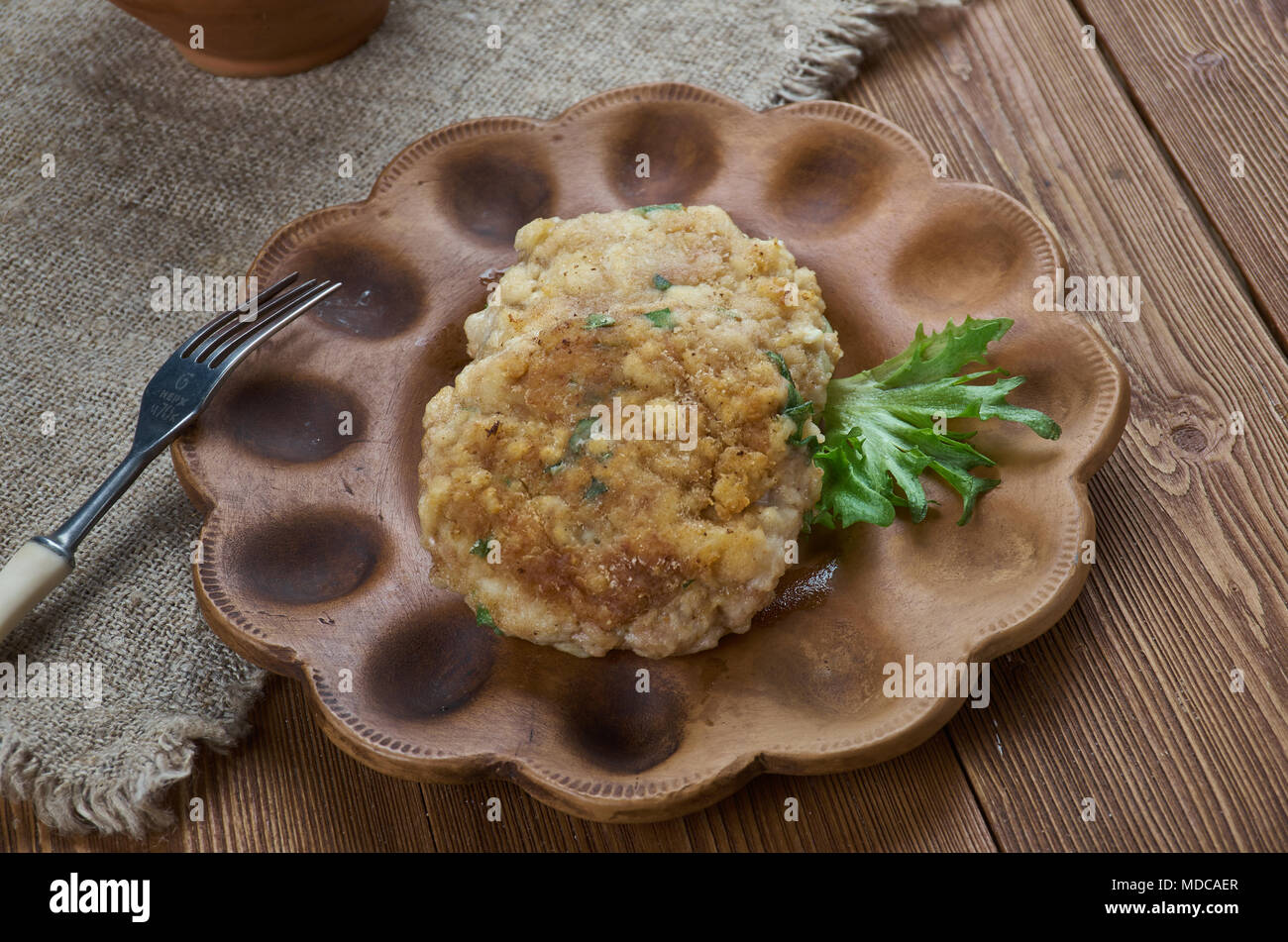 Traditional Newfoundland fish cakes close up Stock Photo - Alamy