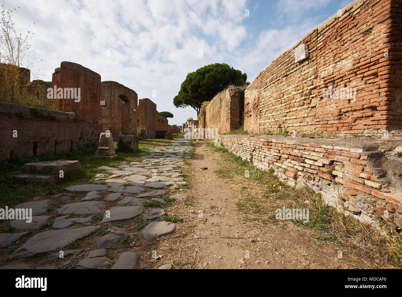 Roman road and walls, Ostia Antica, Italy Stock Photo - Alamy