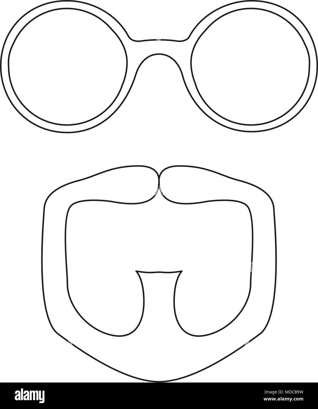 Line art black and white goatee glasses set Stock Vector Image & Art ...