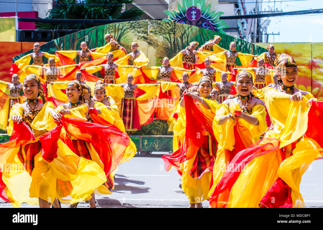 Participants in the Dinagyang Festival in Iloilo Philippines Stock ...