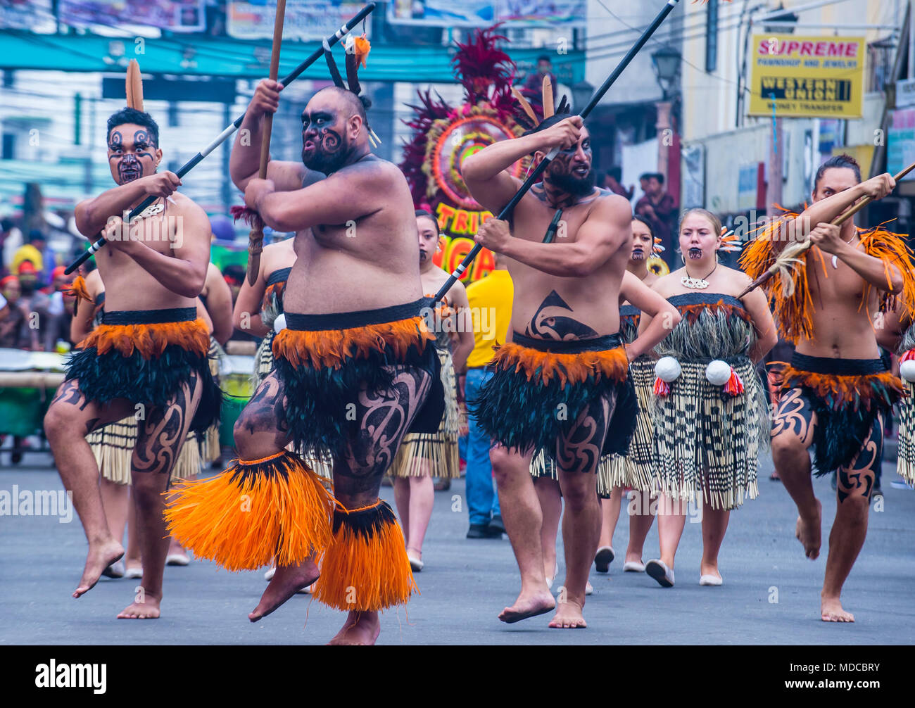 Maori dancers in the Dinagyang Festival in Iloilo Philippines Stock ...