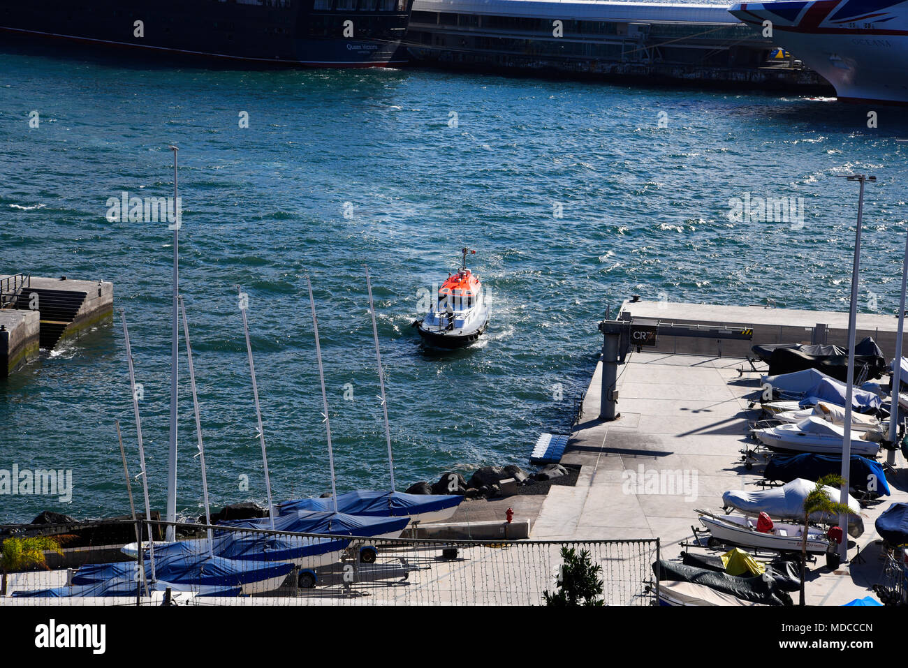 The Port where ferries and Cruise Liners Berth in Funchal Madeira ...