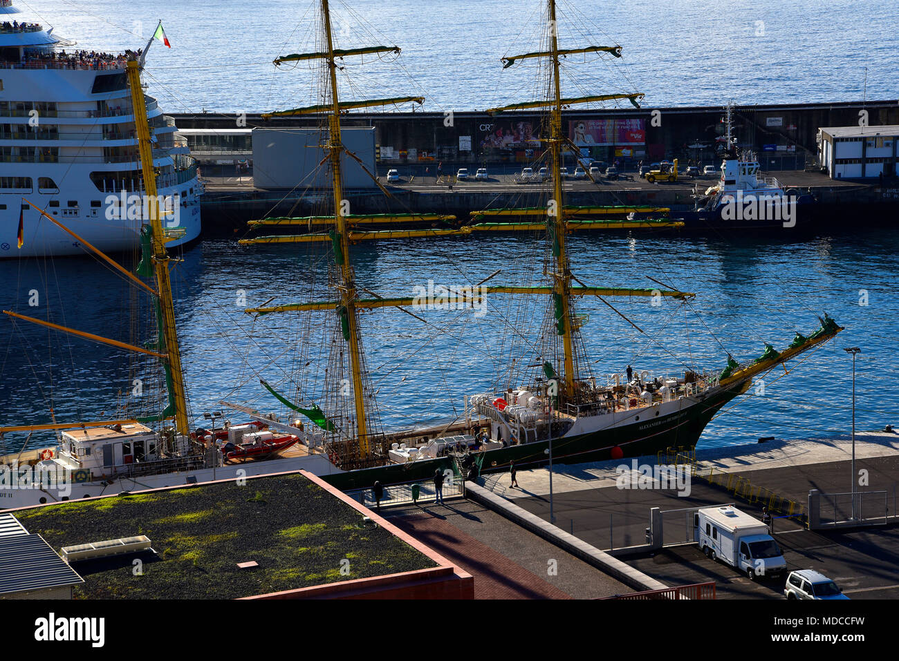The Port where ferries and Cruise Liners Berth in Funchal Madeira ...