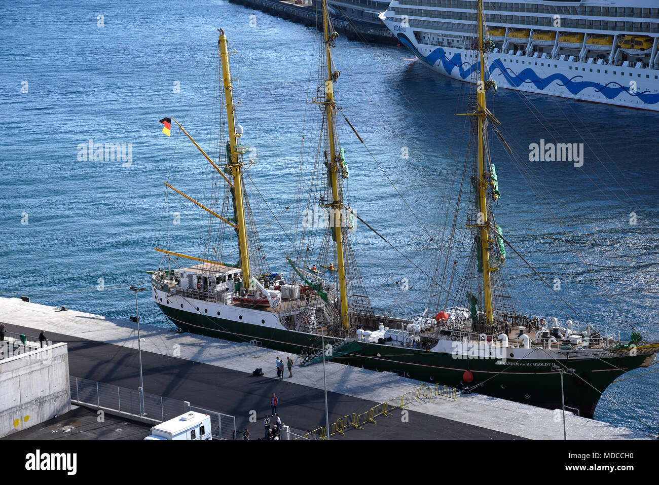 The Port where ferries and Cruise Liners Berth in Funchal Madeira ...