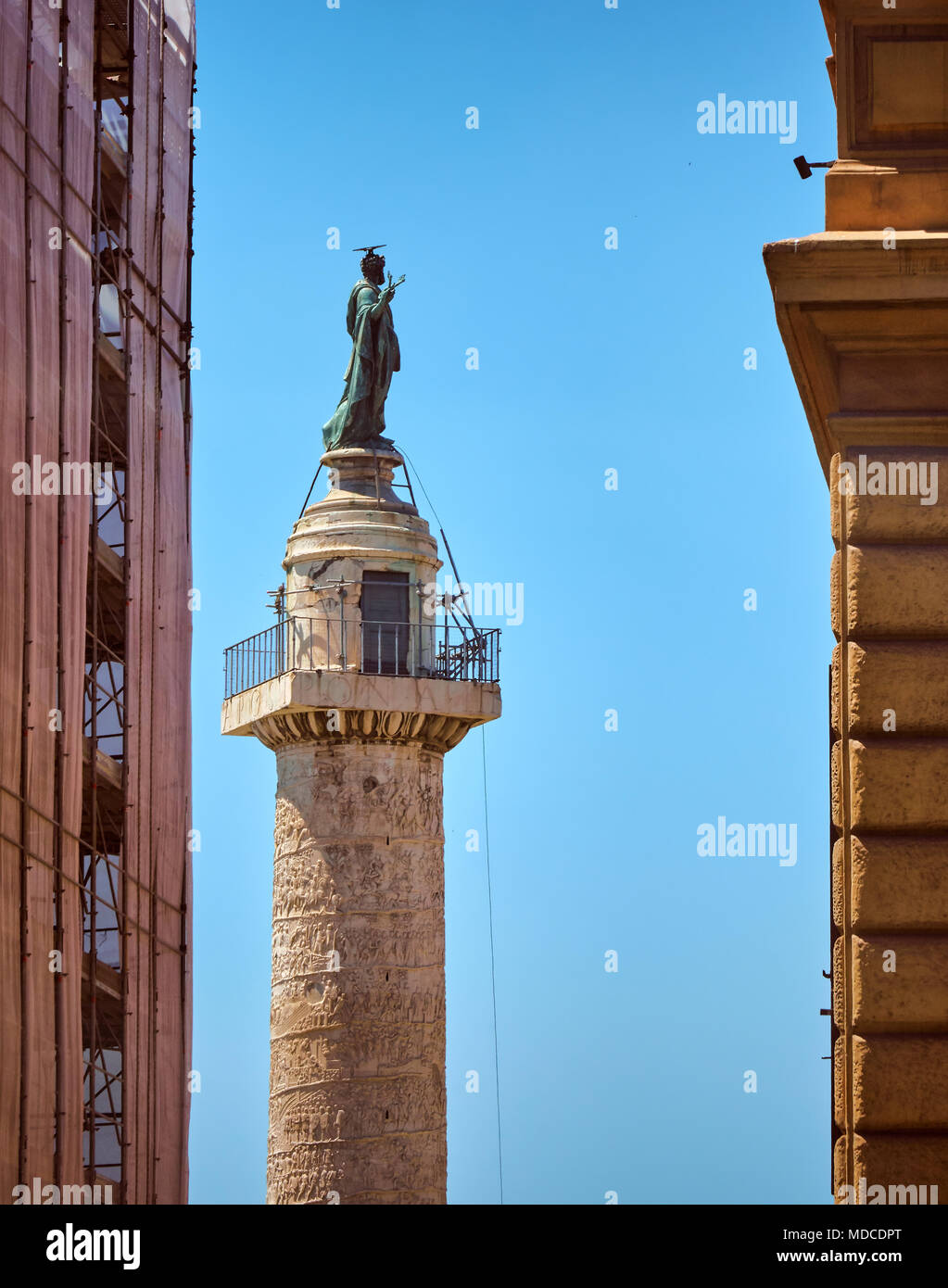 View of the Trajan's Column, a Roman triumphal column in Rome, Italy ...