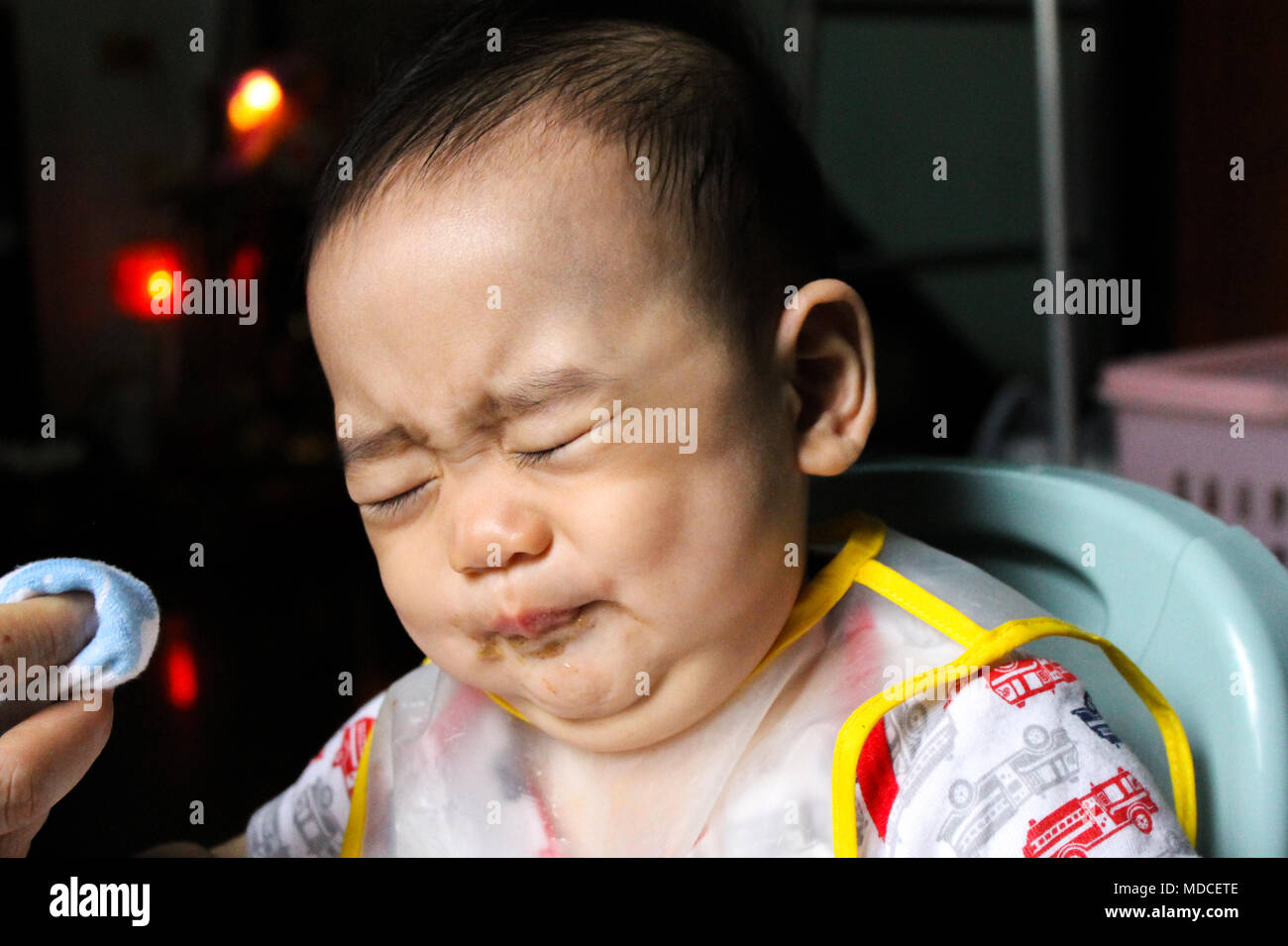 Baby crying face closeup hi-res stock photography and images - Alamy