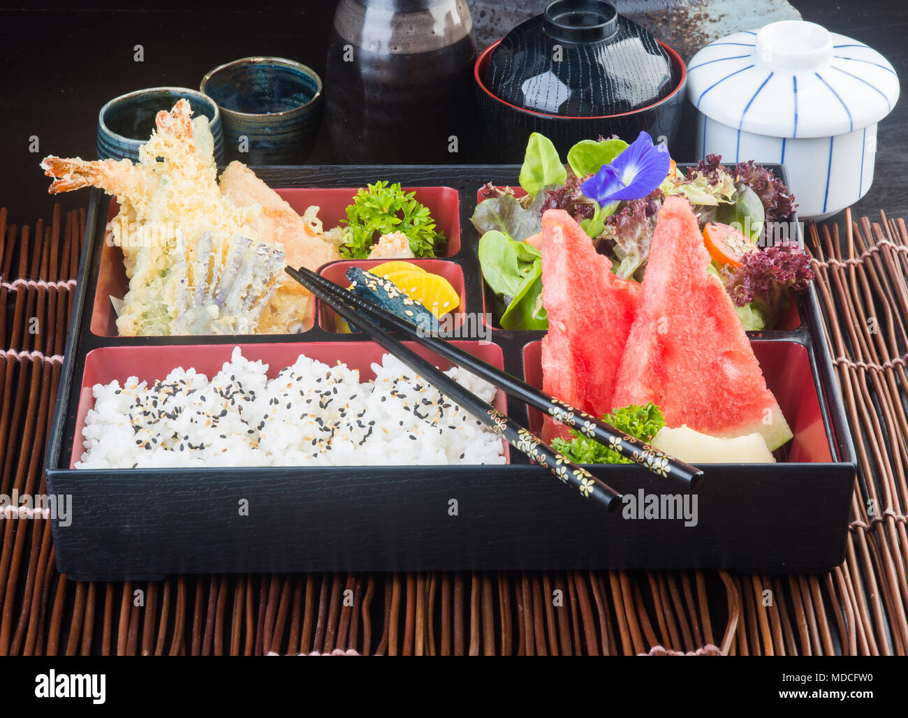 japanese cuisine. lunch box set on a background Stock Photo - Alamy