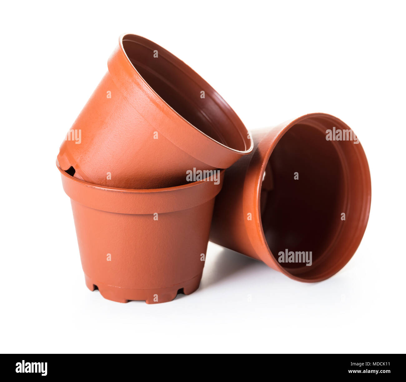new flower pots on white isolated background Stock Photo - Alamy