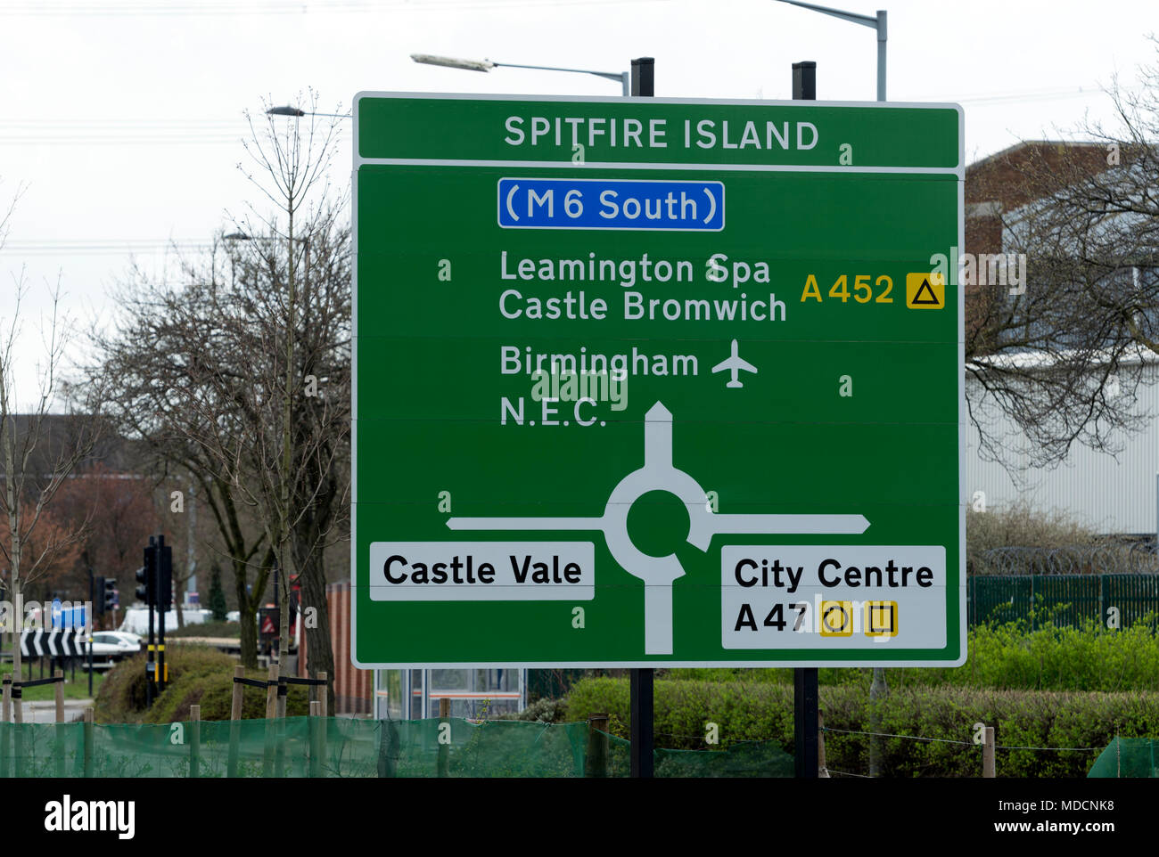 Spitfire Island road sign, Erdington, Birmingham, UK Stock Photo - Alamy