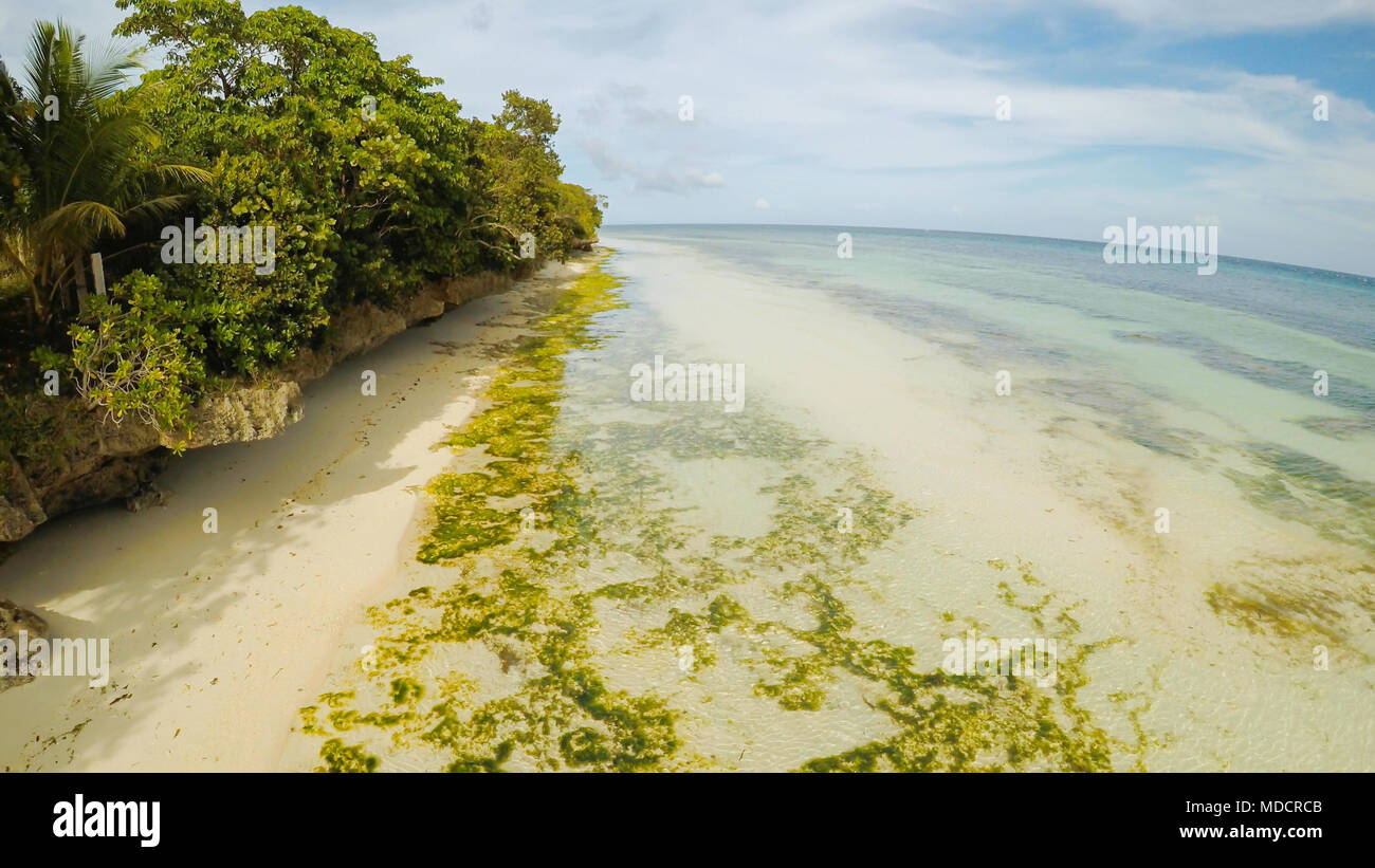 The ocean coast with beautiful coral reefs and views. Aerial view Stock ...