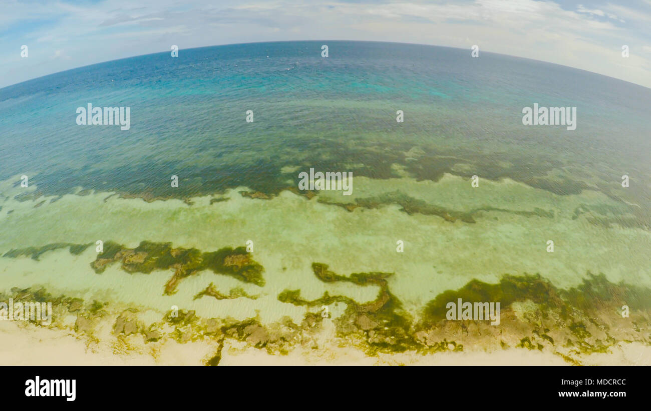 The ocean coast with beautiful coral reefs and views. Aerial view Stock ...