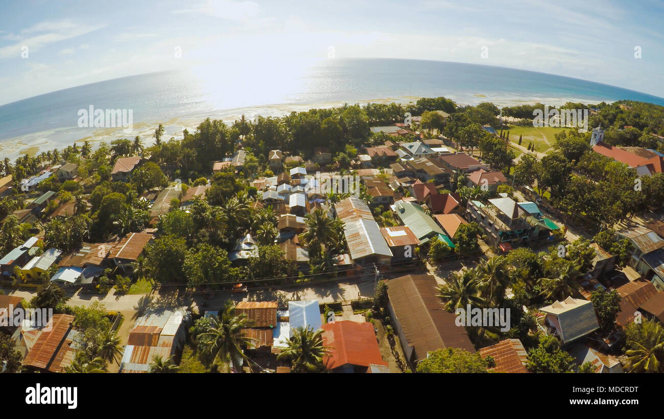 Philippine Village. Aerial view. The island of Bohol. Anda city Stock ...