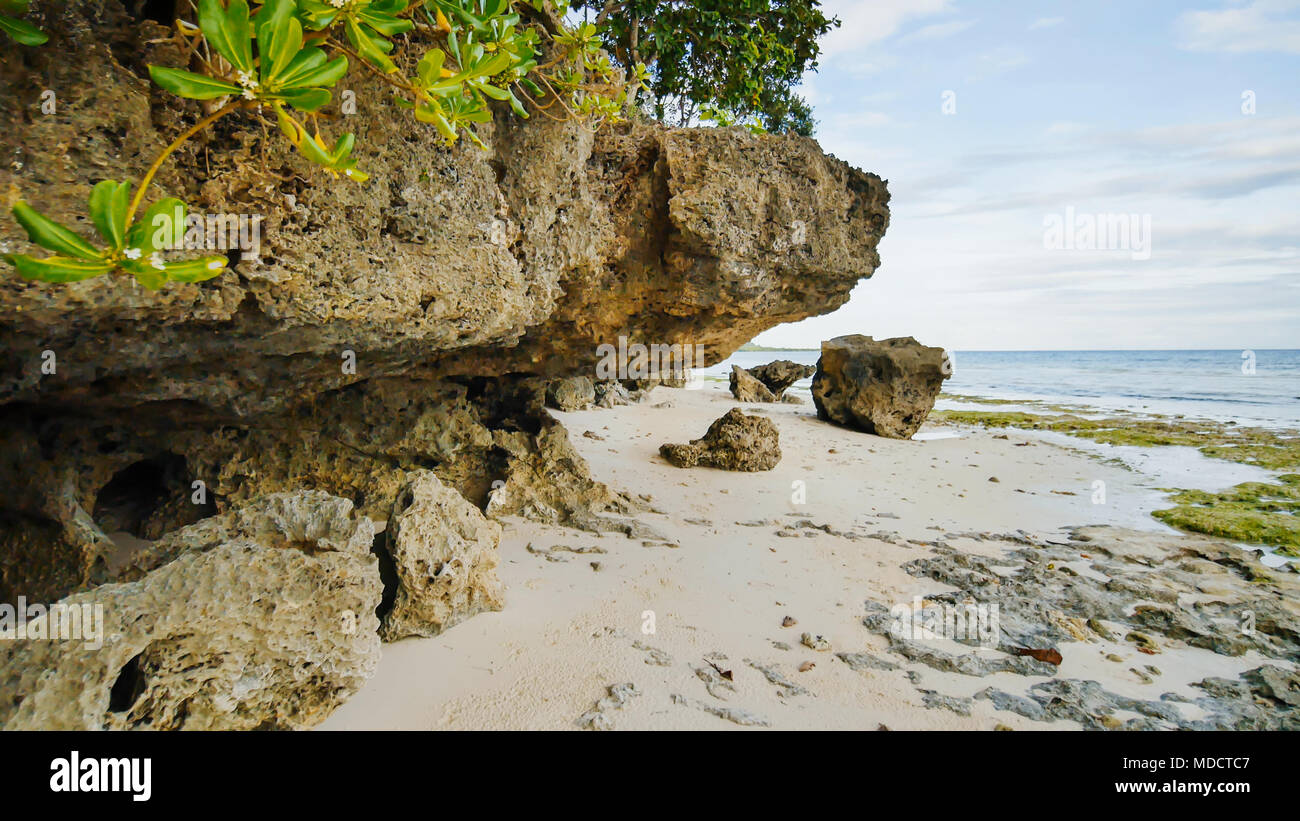 Beautiful wild tropical beach near Anda with granite rocks. Bohol ...
