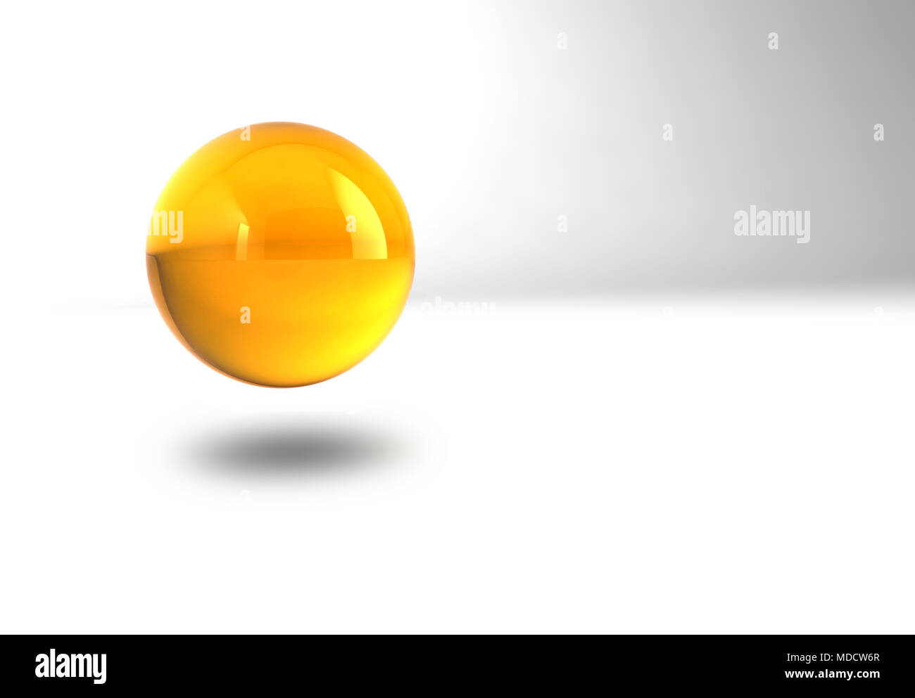 yellow 3D sphere with reflections and copyspace Stock Photo - Alamy