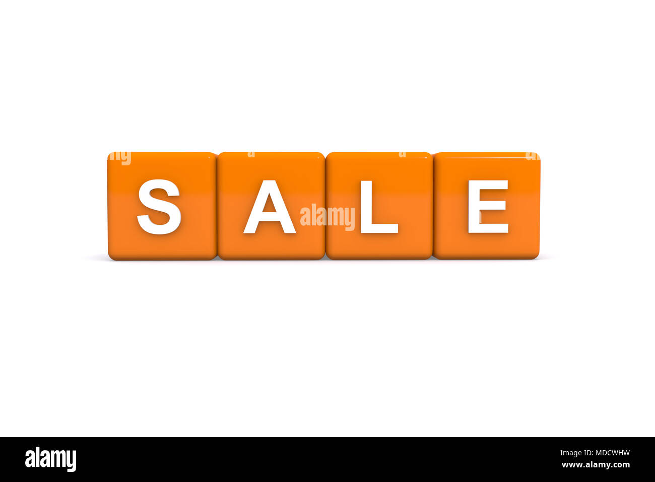 Sale with orange color block on white background, 3d illustration Stock ...