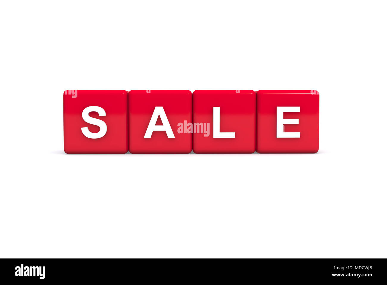 Sale with red color block on white background, 3d illustration Stock ...