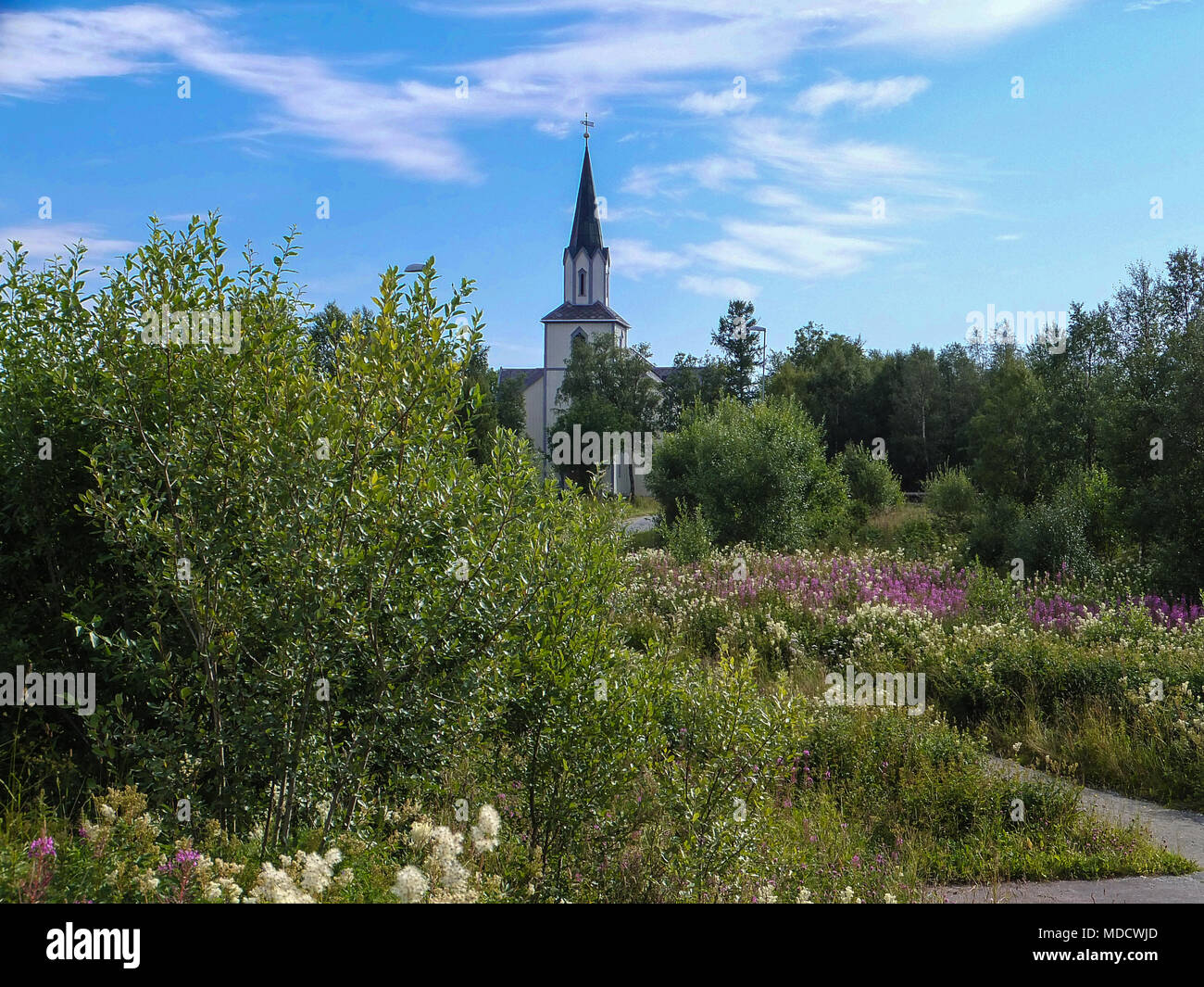 Saltstraumen Church (kirke) built in 1886, near Bodo in Nordland county ...