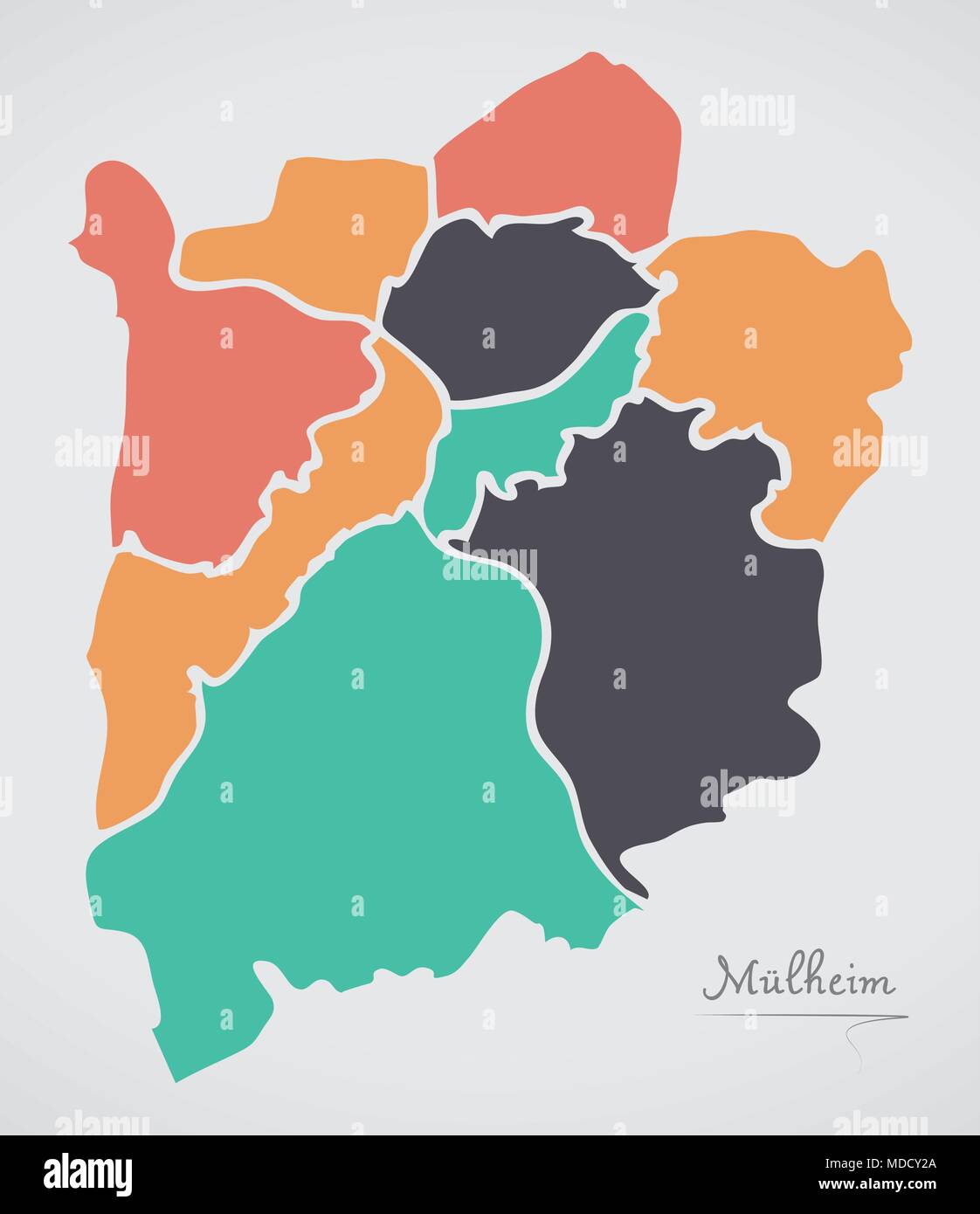 Mulheim Map with boroughs and modern round shapes Stock Vector Image & Art - Alamy