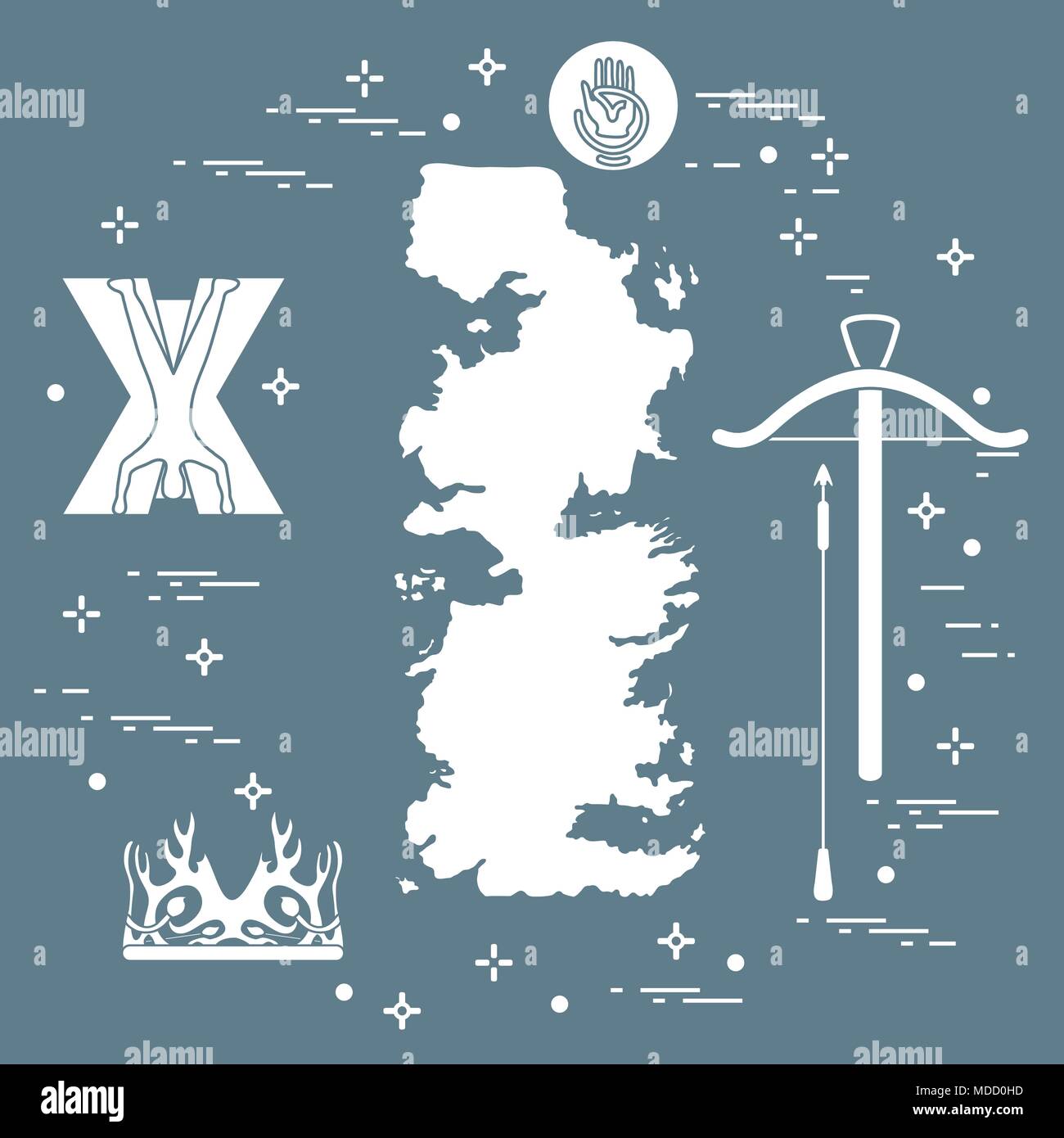 Symbols of the popular fantasy television series. Art and cinema theme ...