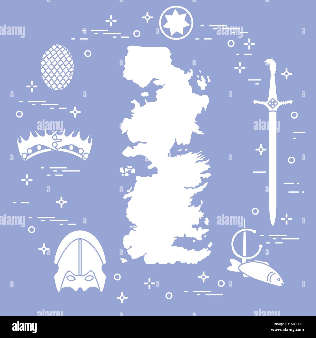 Symbols of the popular fantasy television series. Art and cinema theme ...