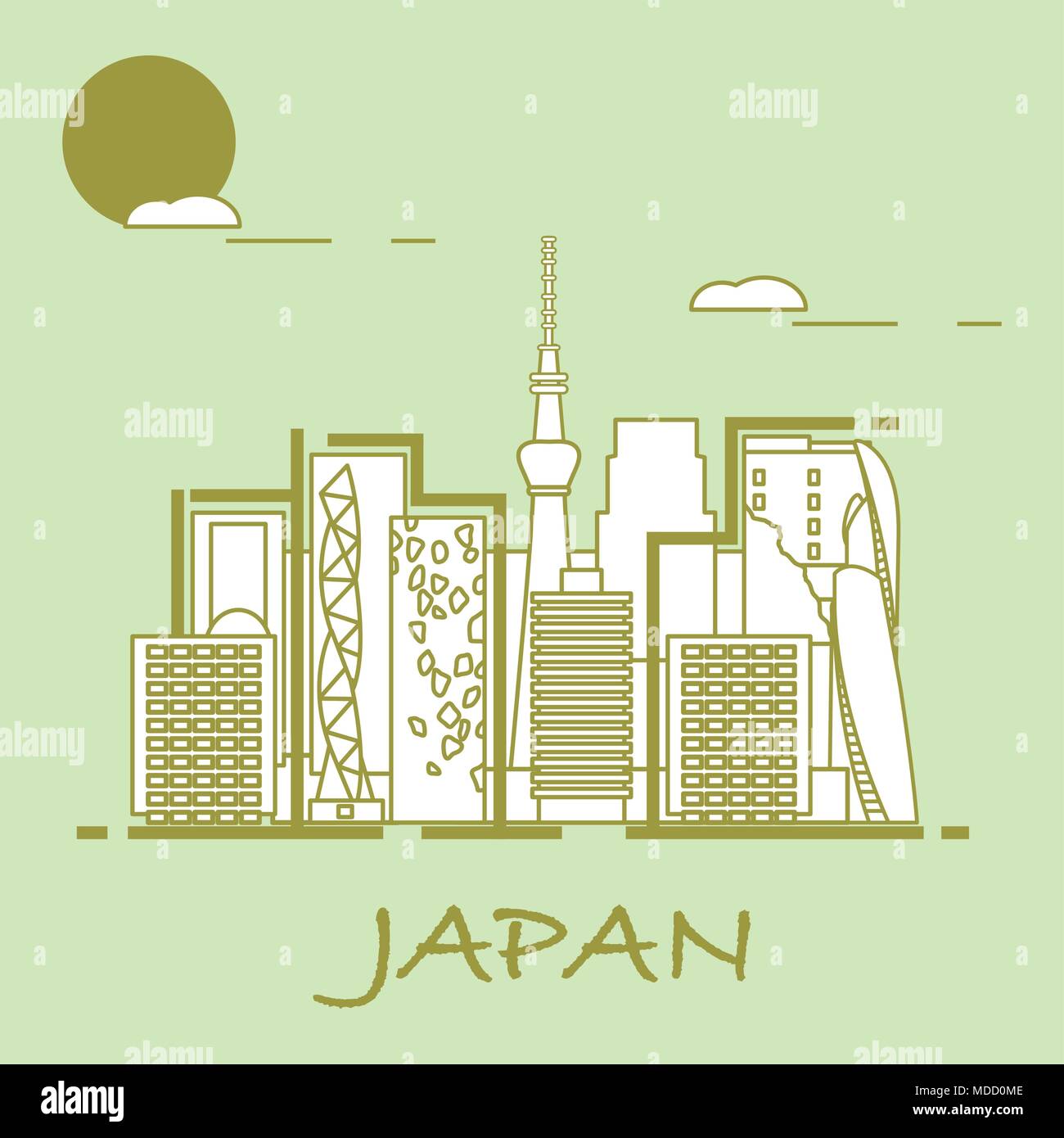 Unusual Japanese architecture. Famous building and skyscrapers. Travel ...