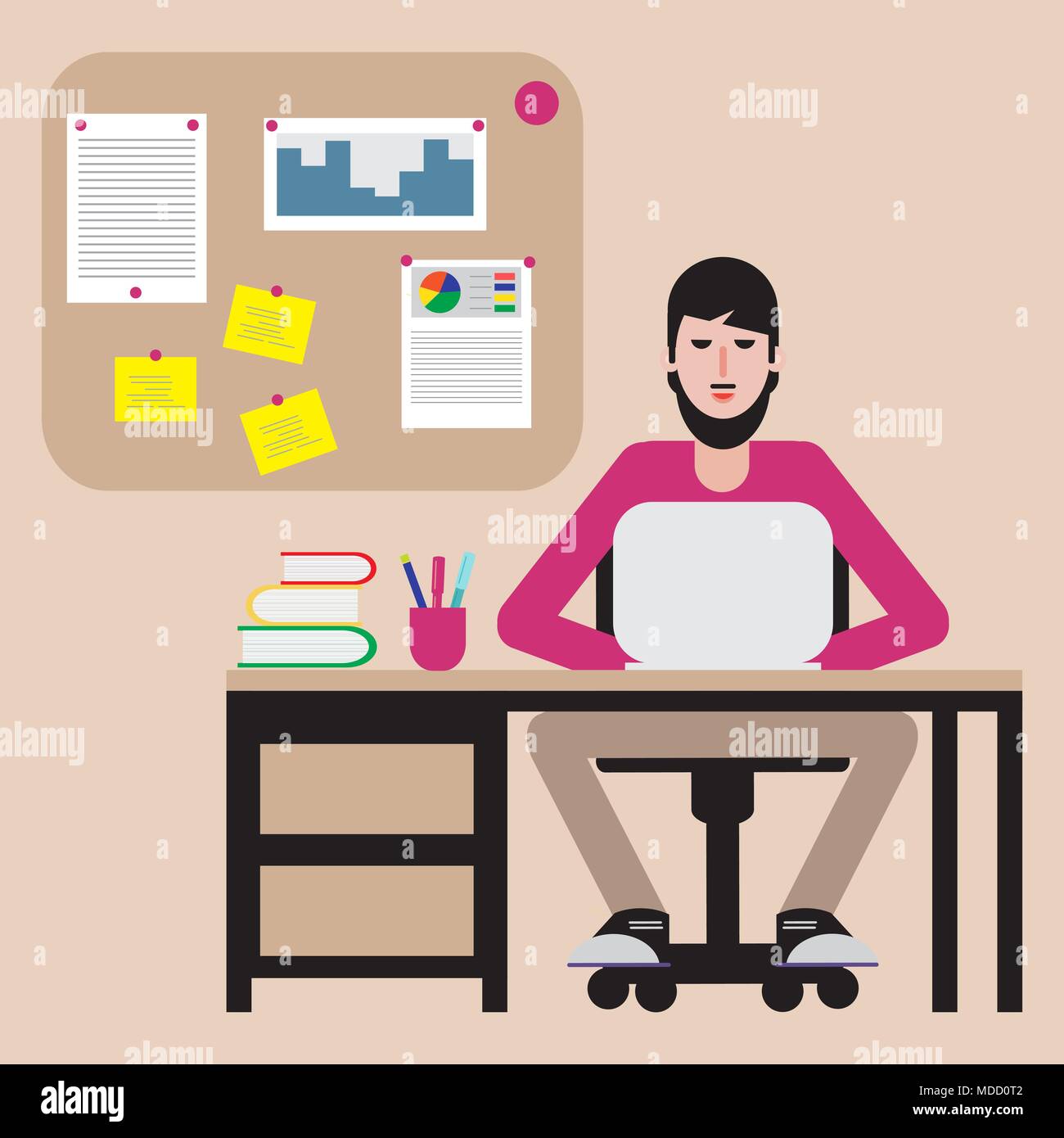 Entrepreneur man sitting desk Stock Vector Images - Alamy