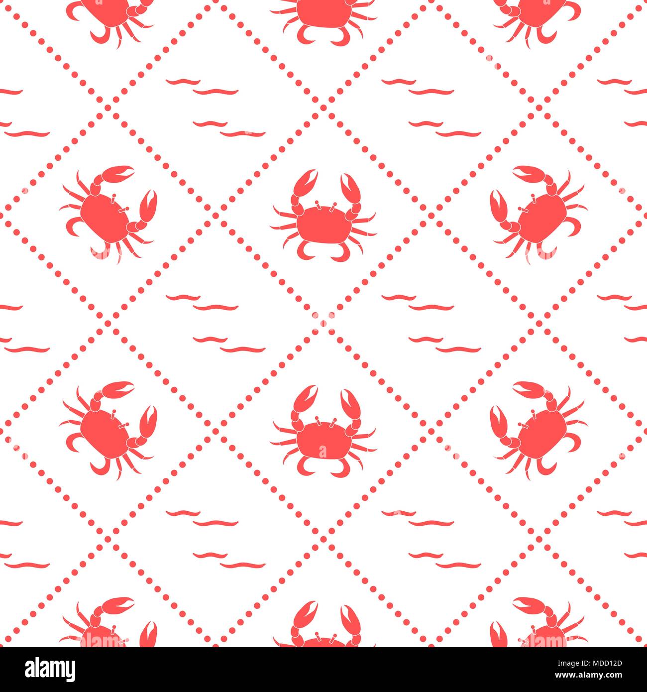 Seamless pattern with crabs and waves. Design for banner and print ...