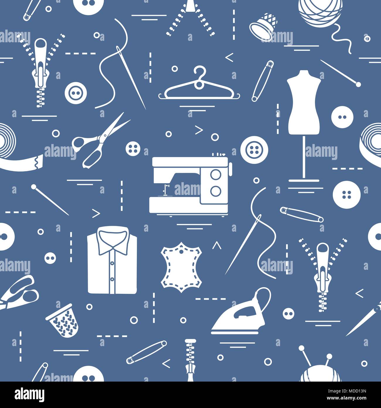 Seamless pattern with tools and accessories for sewing. Template for ...