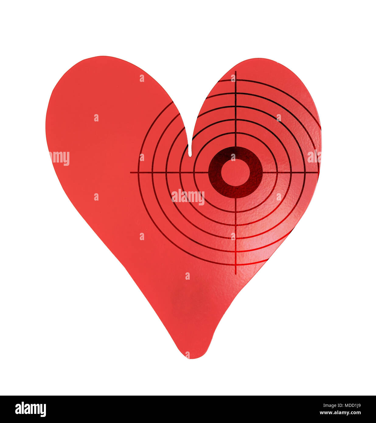 Target on a metal heart-shaped object, isolated on white Stock Photo ...