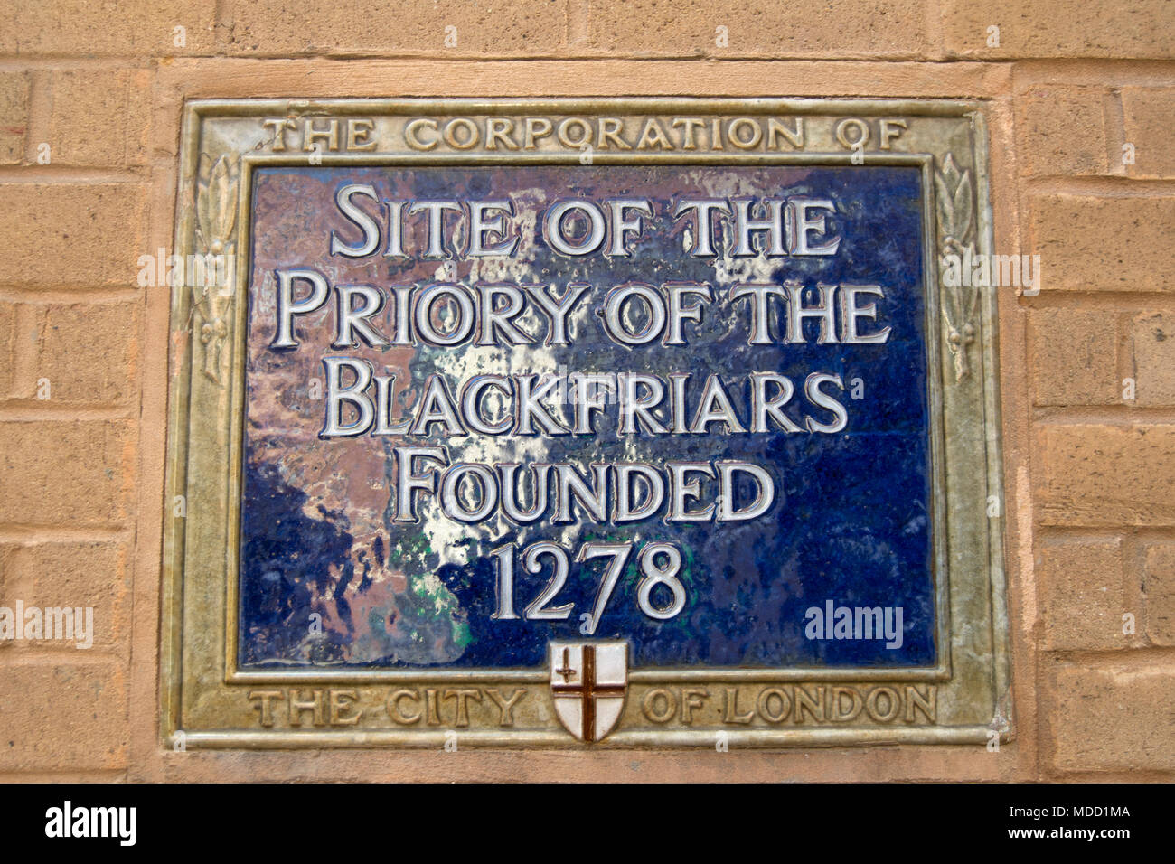 city of london blue plaque marking the site of the priory of the 1278 ...